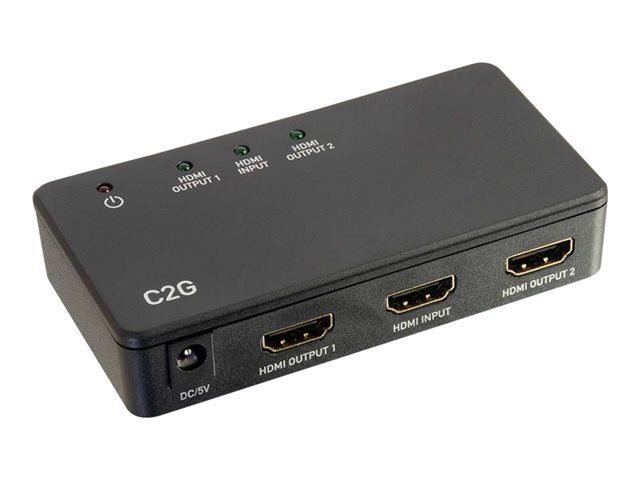 C2G 2-Port HDMI Splitter 4K30 - Video/audio splitter - 2 x HDMI - desk
